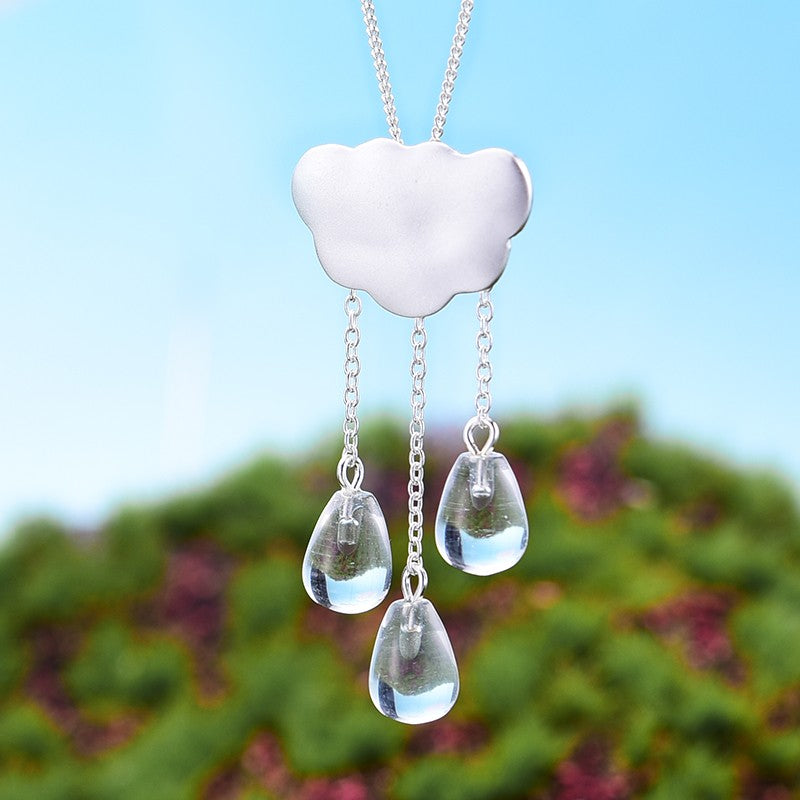 Handmade 'Clouds and Raindrops' Pendant - Sterling Silver 925 | MoreAngles